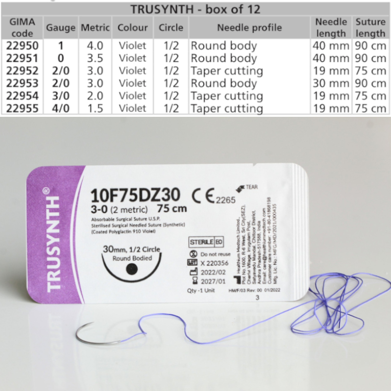Fire de sutura resorbabile cu ac chirurgical, cutie 12 fire sutura ...